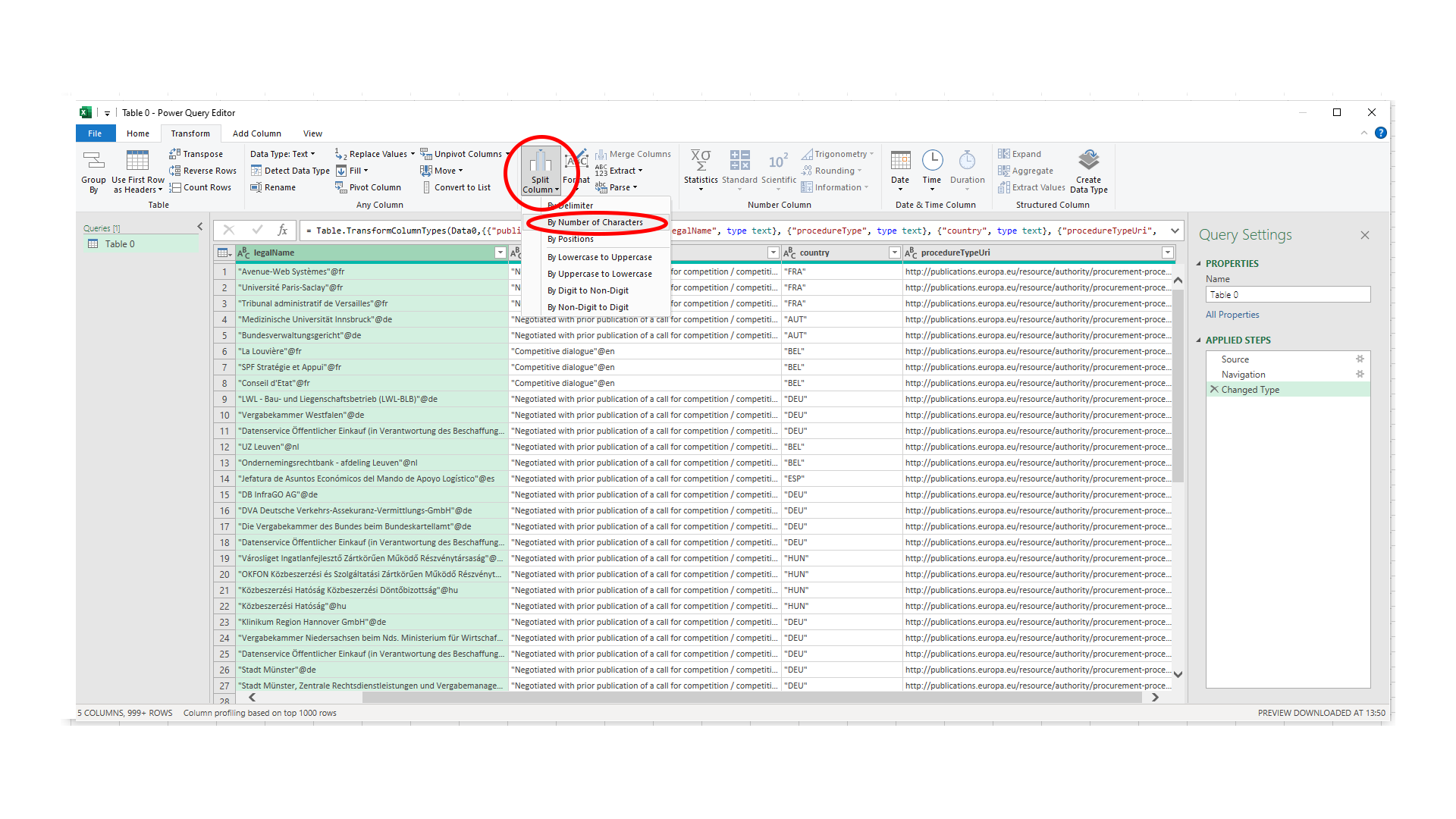 Querying the data using Excel :: TED Developer Docs